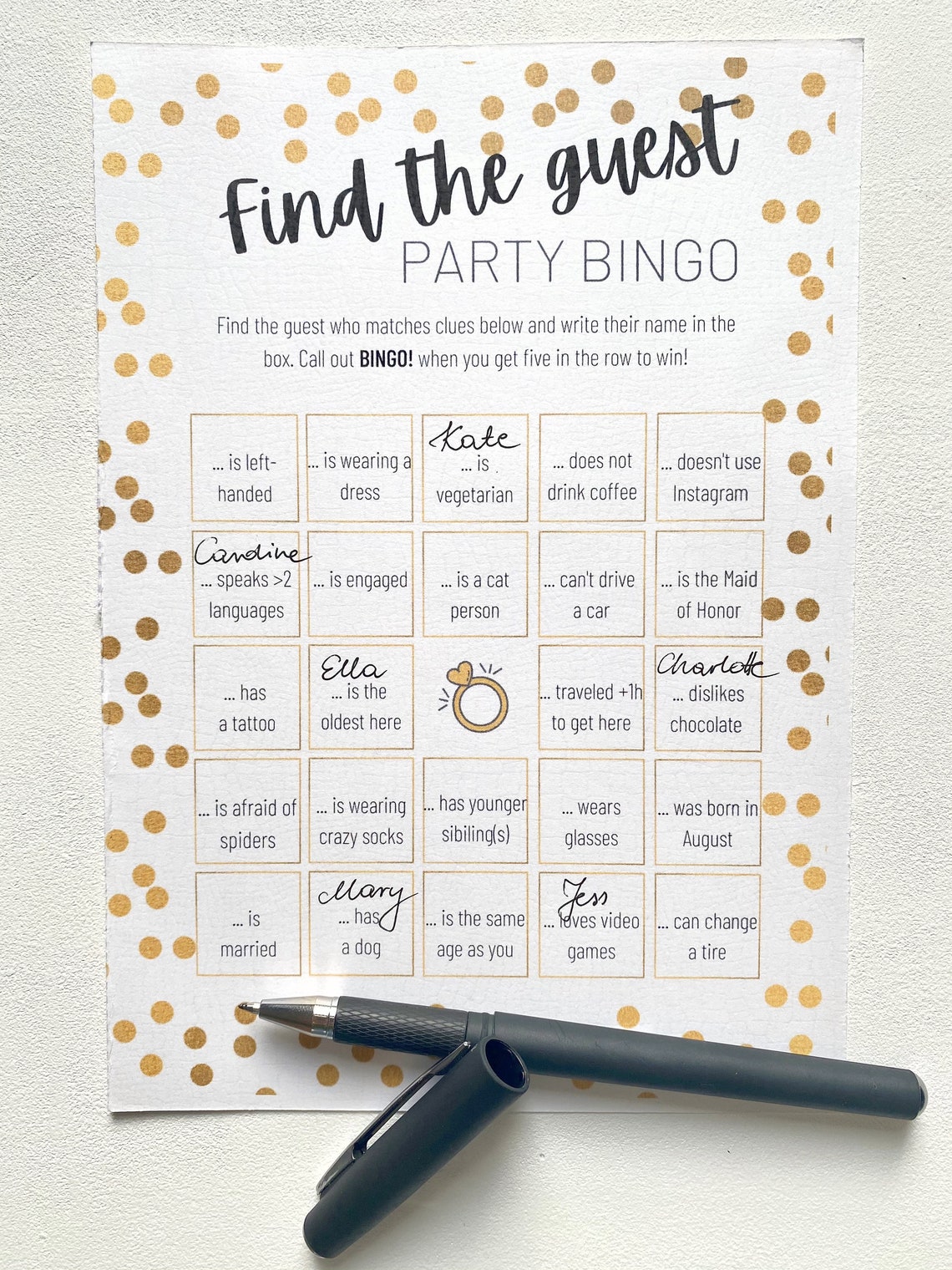 Printable Bachelorette Party Game Bingo Find The Guest Perfect For