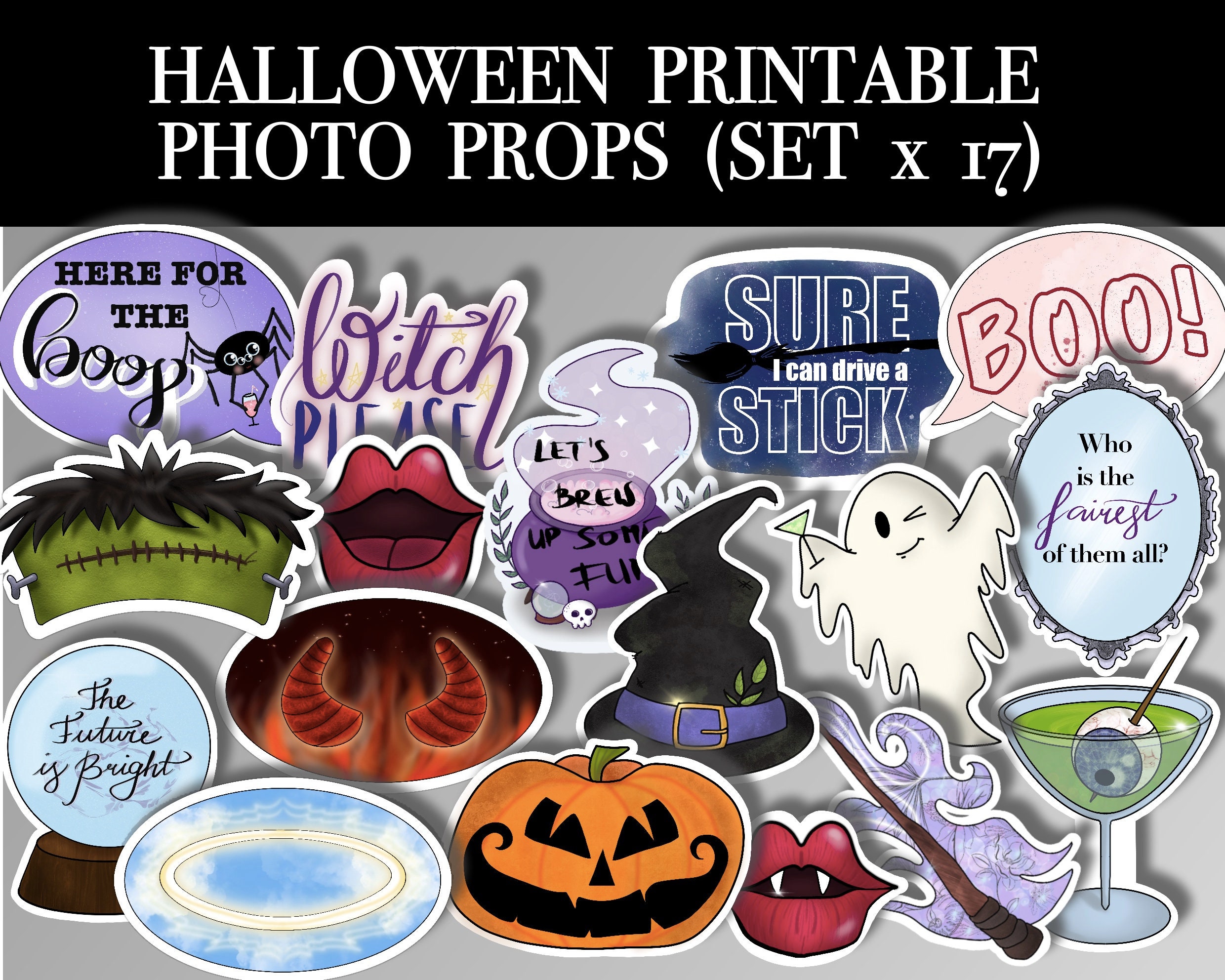 Printable Photo Props (x17) for a Wicked Halloween Party! Printable ...