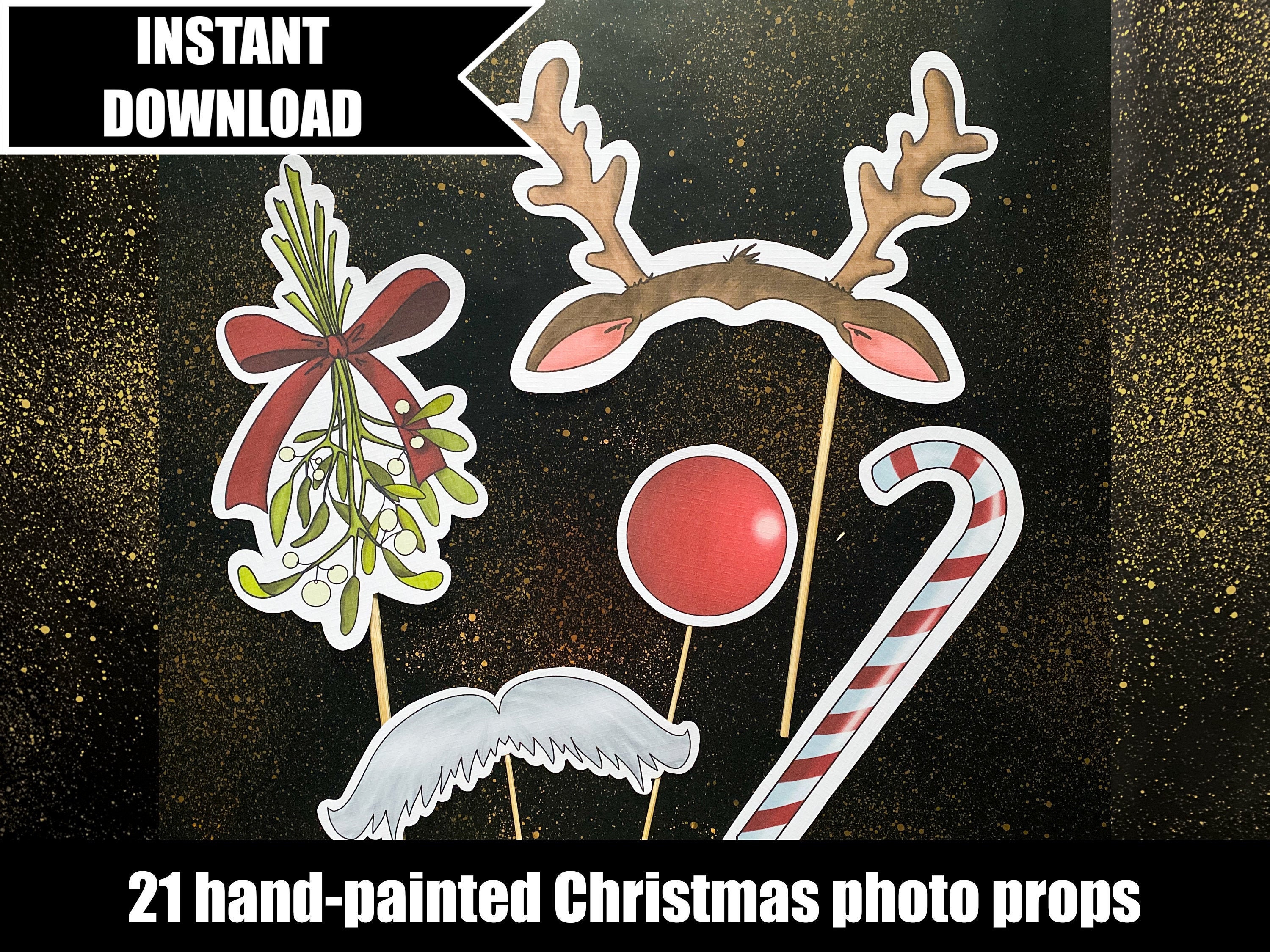 Printable Photo Props (x21) for a Christmas Party. Accessories for a ...
