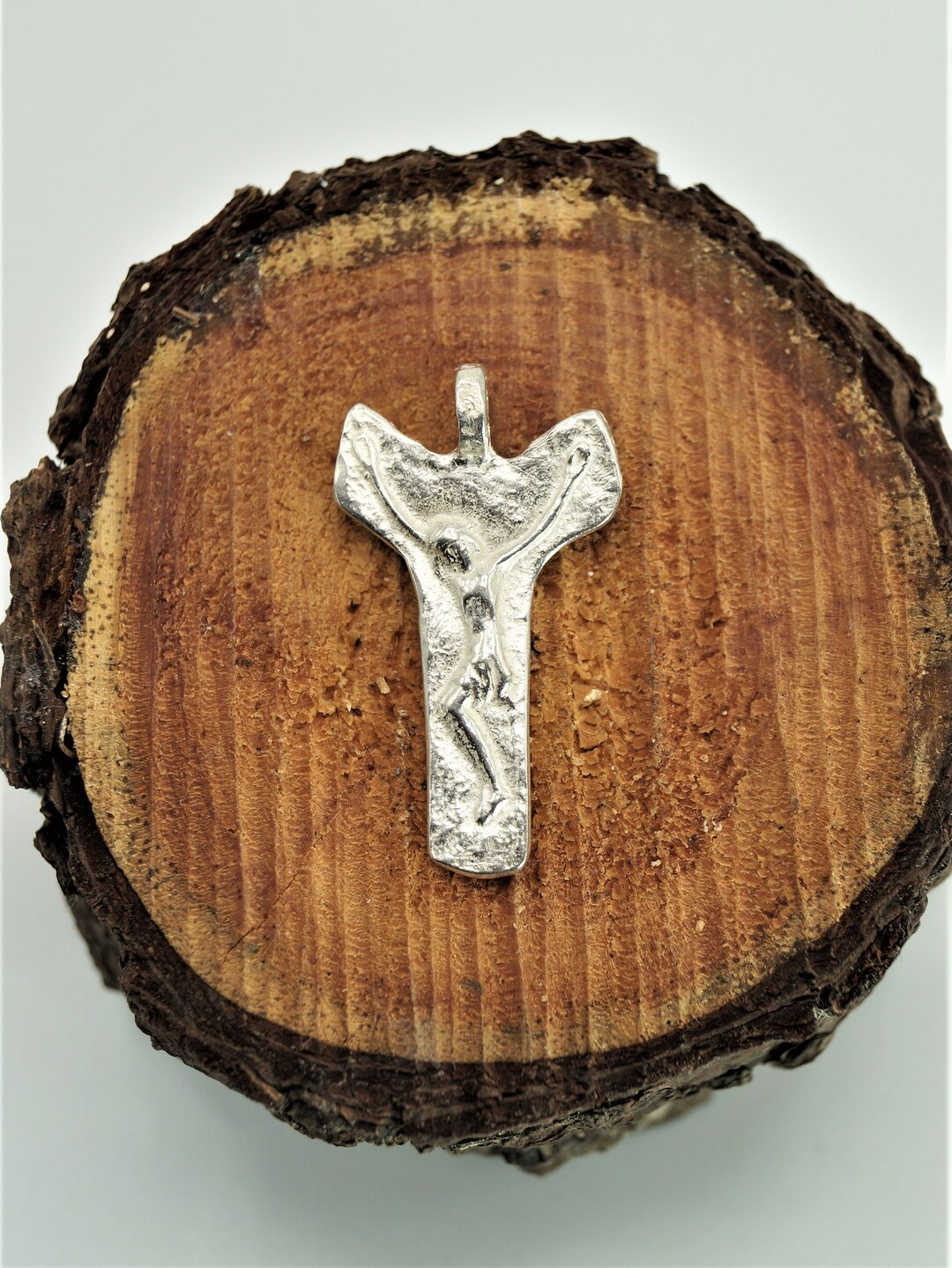 Tau Cross Jesus Christ Crucifix - Saint Francis. Silver Oxidize Black ...