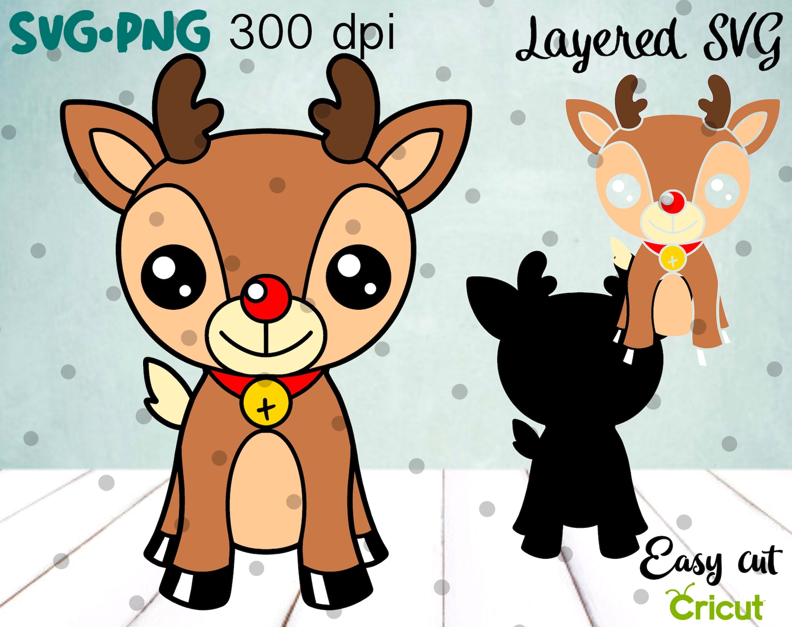 Layered SVG Rudolph the Red Nosed Reindeer Cricut | Etsy