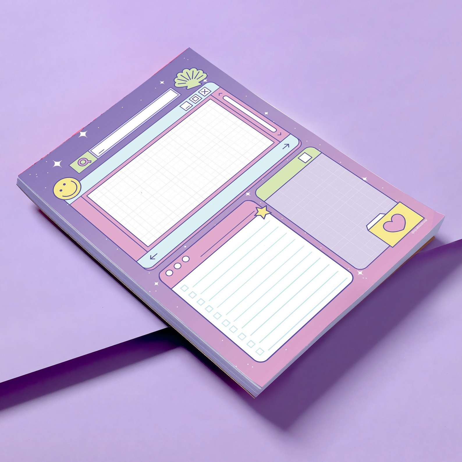 Cute Desktop Notepad - Planner Pad, Kawaii Art, Aesthetic, Stationery ...