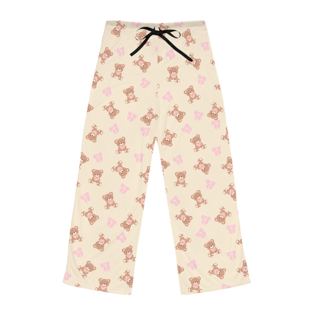 Teddy Bear Women's Pajama Pants Set, Cute PJ Bottoms for Her, Cozy ...