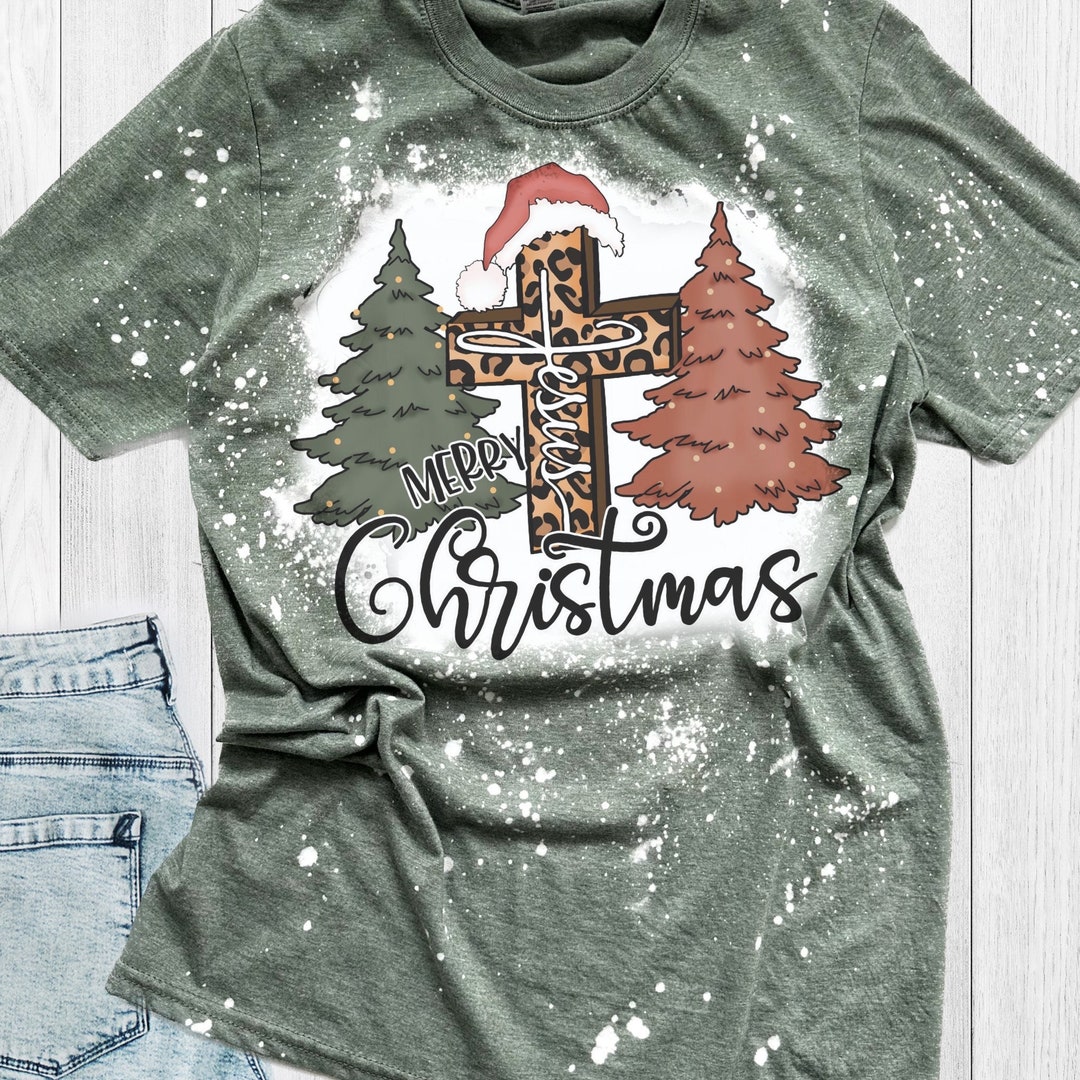 Merry Christmas Christian Shirt, Leopard Cross Bleach Shirt, Jesus ...