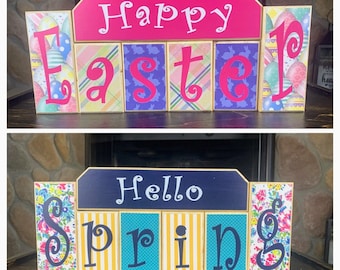 Happy Easter Blocks | Etsy