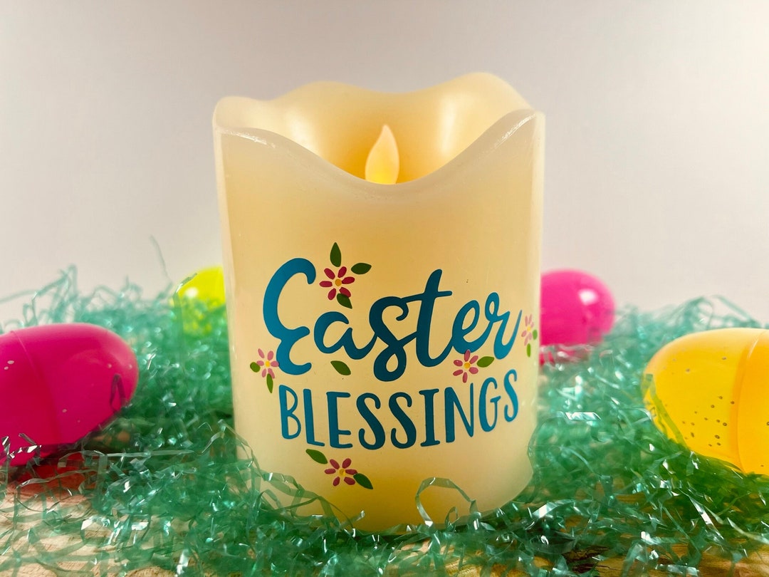 Easter Blessings Flameless Candle, Flickering LED, Spring Decor - Etsy