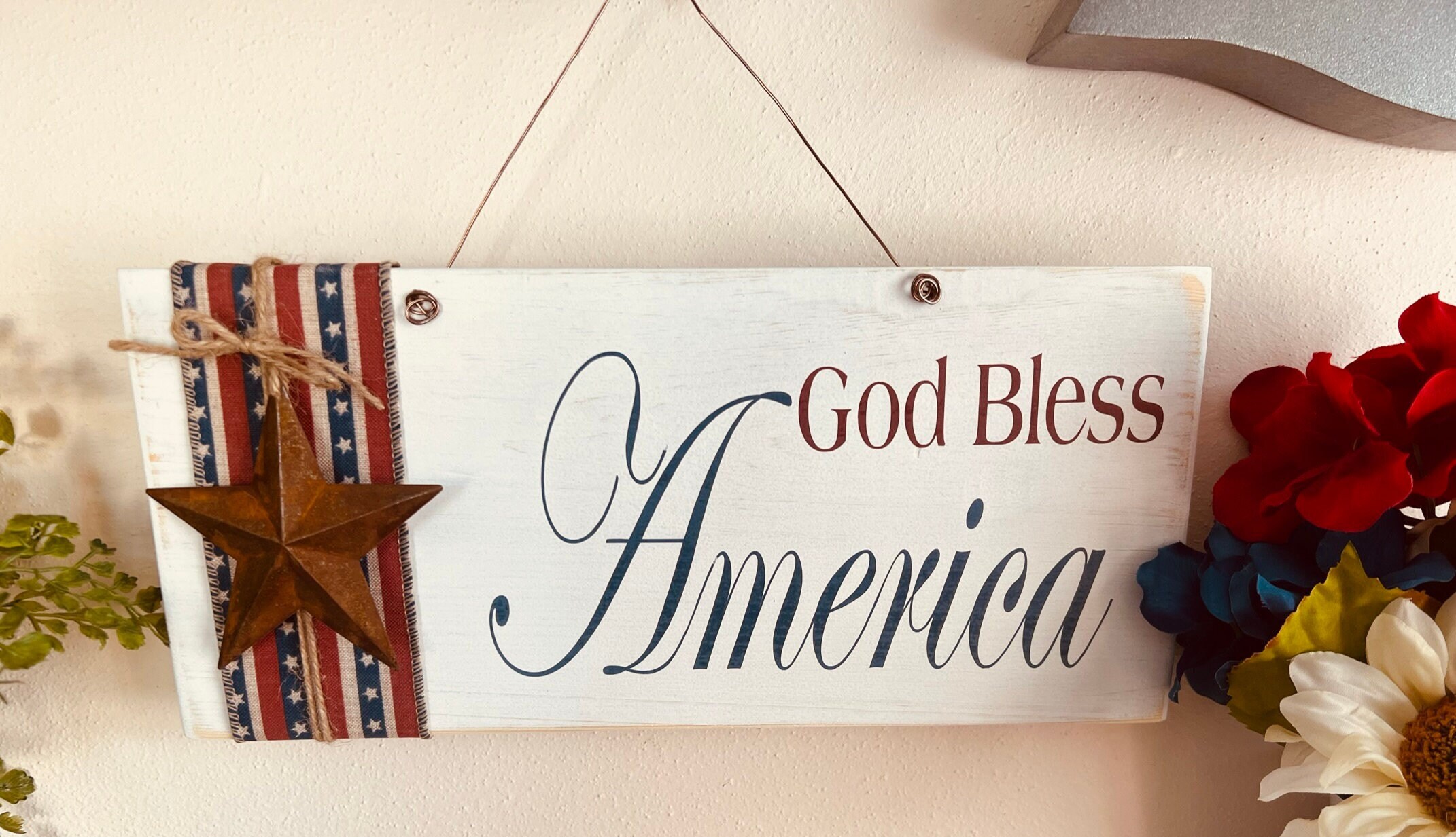 God Bless America Wood Sign Patriotic Wood Sign Americana - Etsy