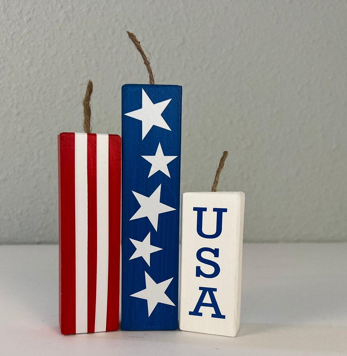 Patriotic Tier Tray Bundle Red White and Blue Farmhouse Tier - Etsy