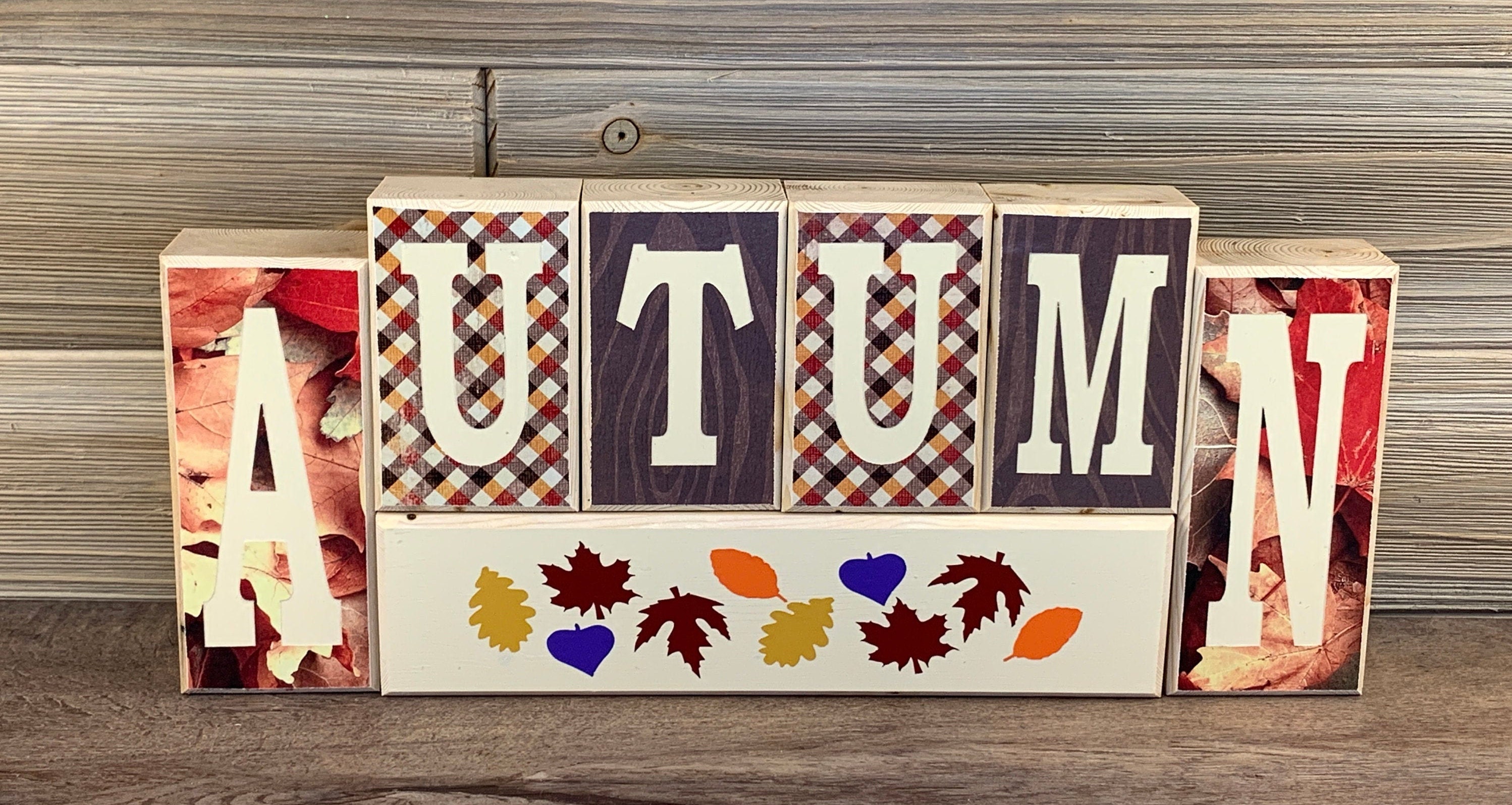 Reversible Summer Autumn Wood Blocks Summer Blocks Autumn - Etsy