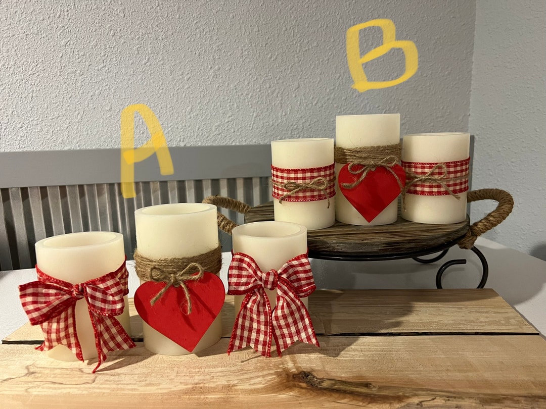Valentines Day Flameless Candle Set, Valentines Day Candles, Heart ...