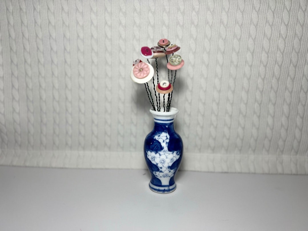 Blue and Pink Button Bouquet, Mini Button Bouquet, Button Bouquet in ...