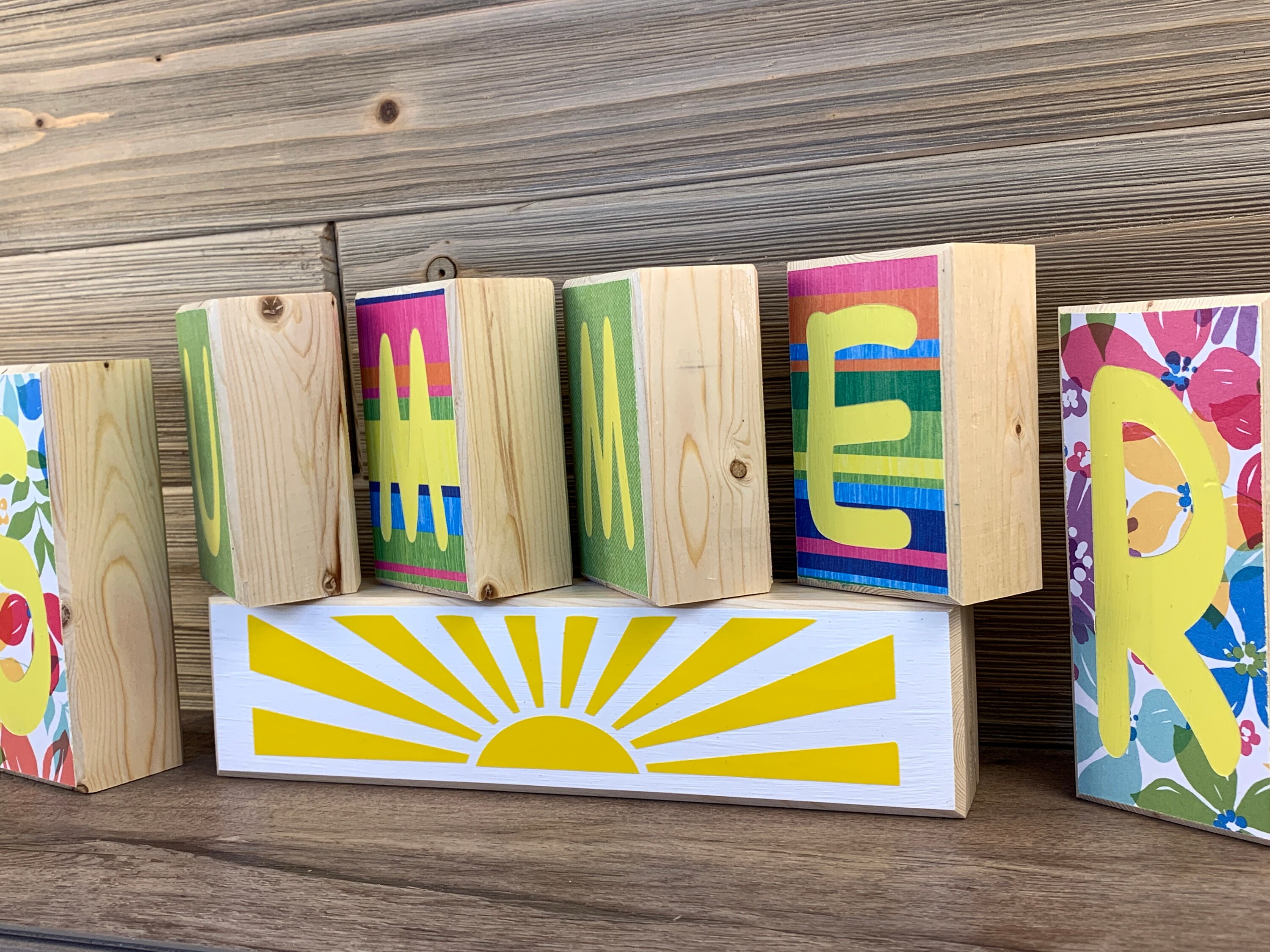 Reversible Summer Autumn Wood Blocks Summer Blocks Autumn - Etsy