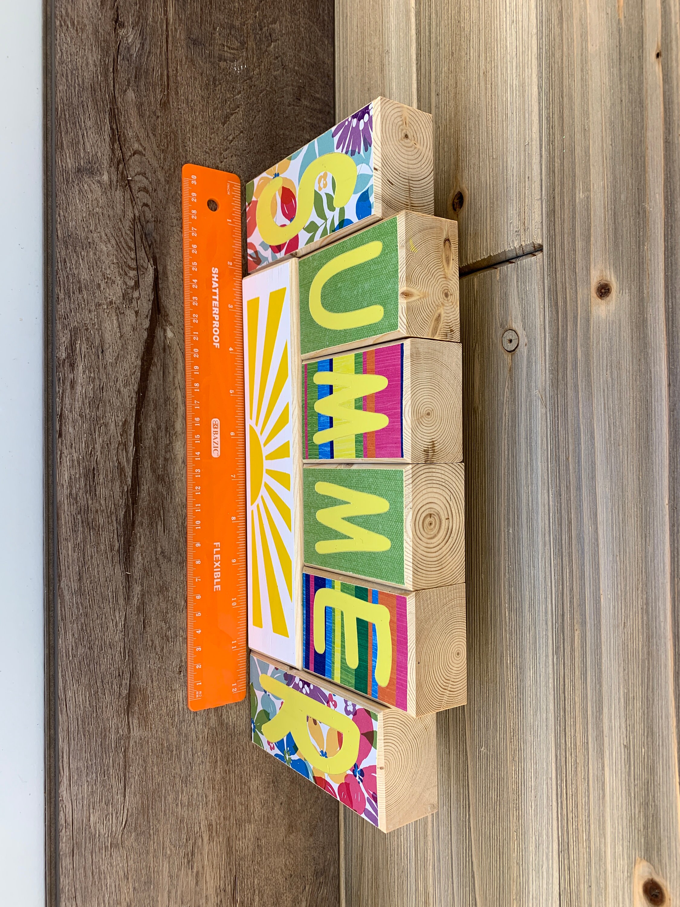 Reversible Summer Autumn Wood Blocks Summer Blocks Autumn | Etsy