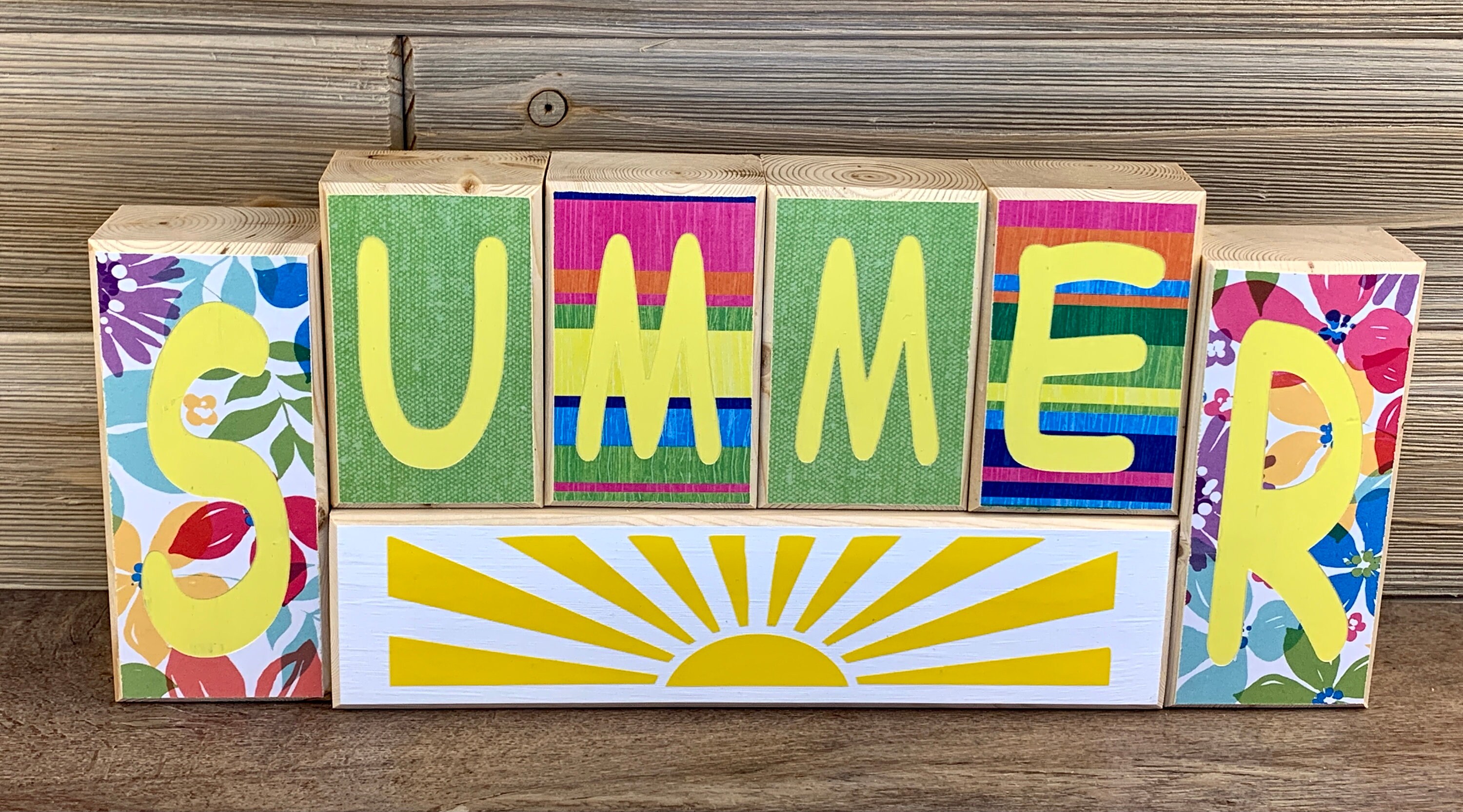 Reversible Summer Autumn Wood Blocks Summer Blocks Autumn | Etsy