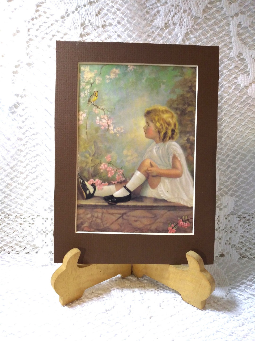Vintage Greeting Card Lithograph Song of the Lark by Florence Lindsey ...