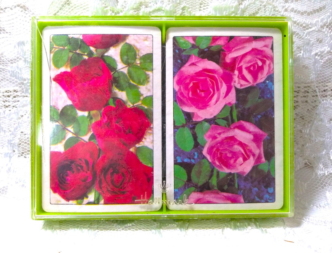 Vintage Playing Cards ~ Double Deck ~ Red Roses ~ Pink Roses ~ Divided ...