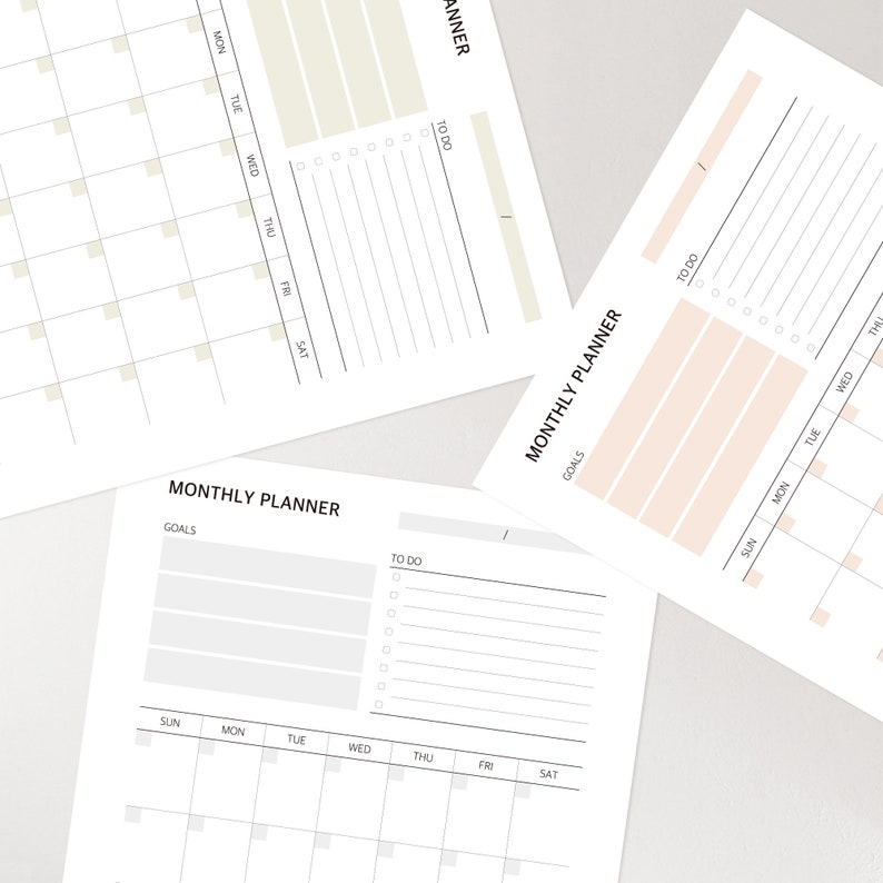 Monthly Planner Printable / 3 Colors / A4, A5, Letter / Modern Planner ...