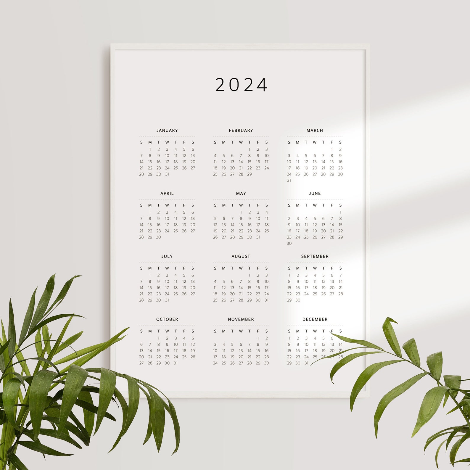 2024-2025 Calendar Printable, Yearly Calendar, Modern Calendar, Simple ...