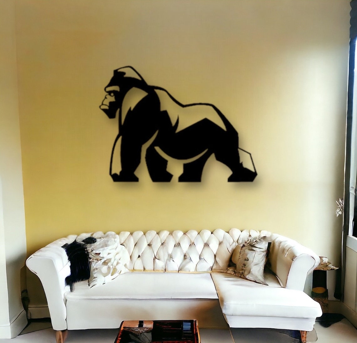 Gorilla Metal Sign, Outdoor Gorilla Sign, Wild Gorilla Decor, Nature ...