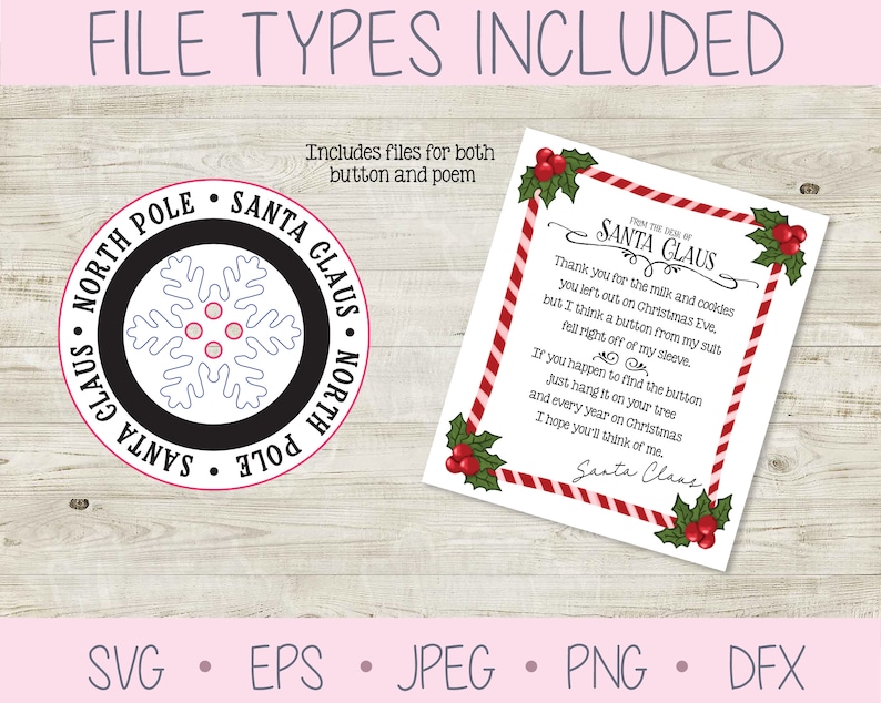 Santa Button Laser Cut File SVG Bonus Poem Included - Etsy