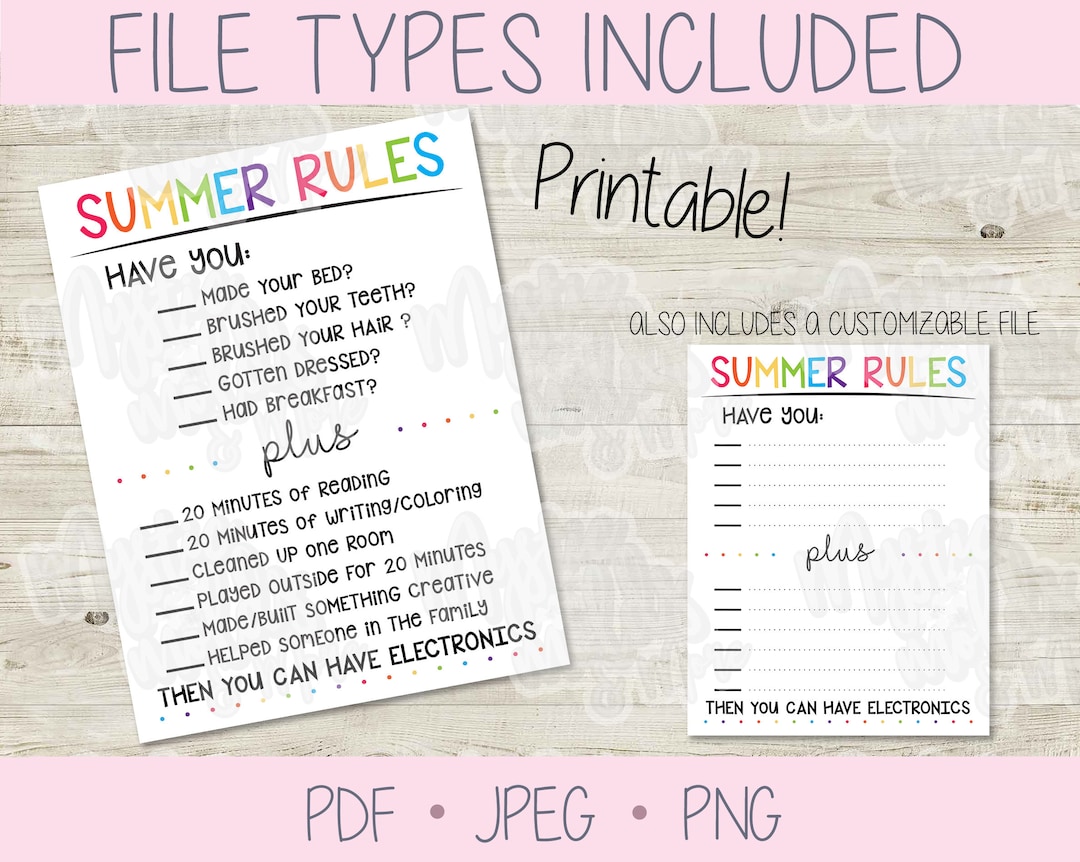 Summer Rules Printable - Etsy