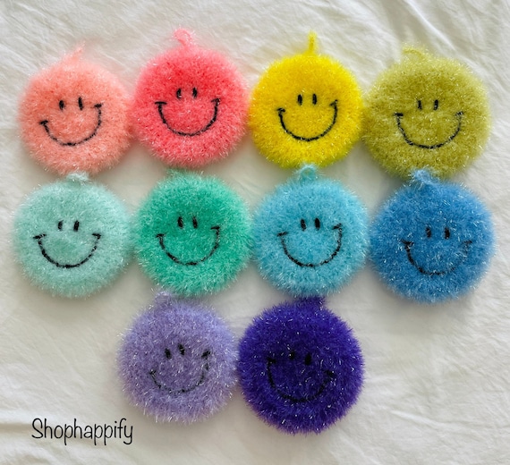 Smiling Face Scrubbies Dish Scrubbies Crochet Scrubbies - Etsy