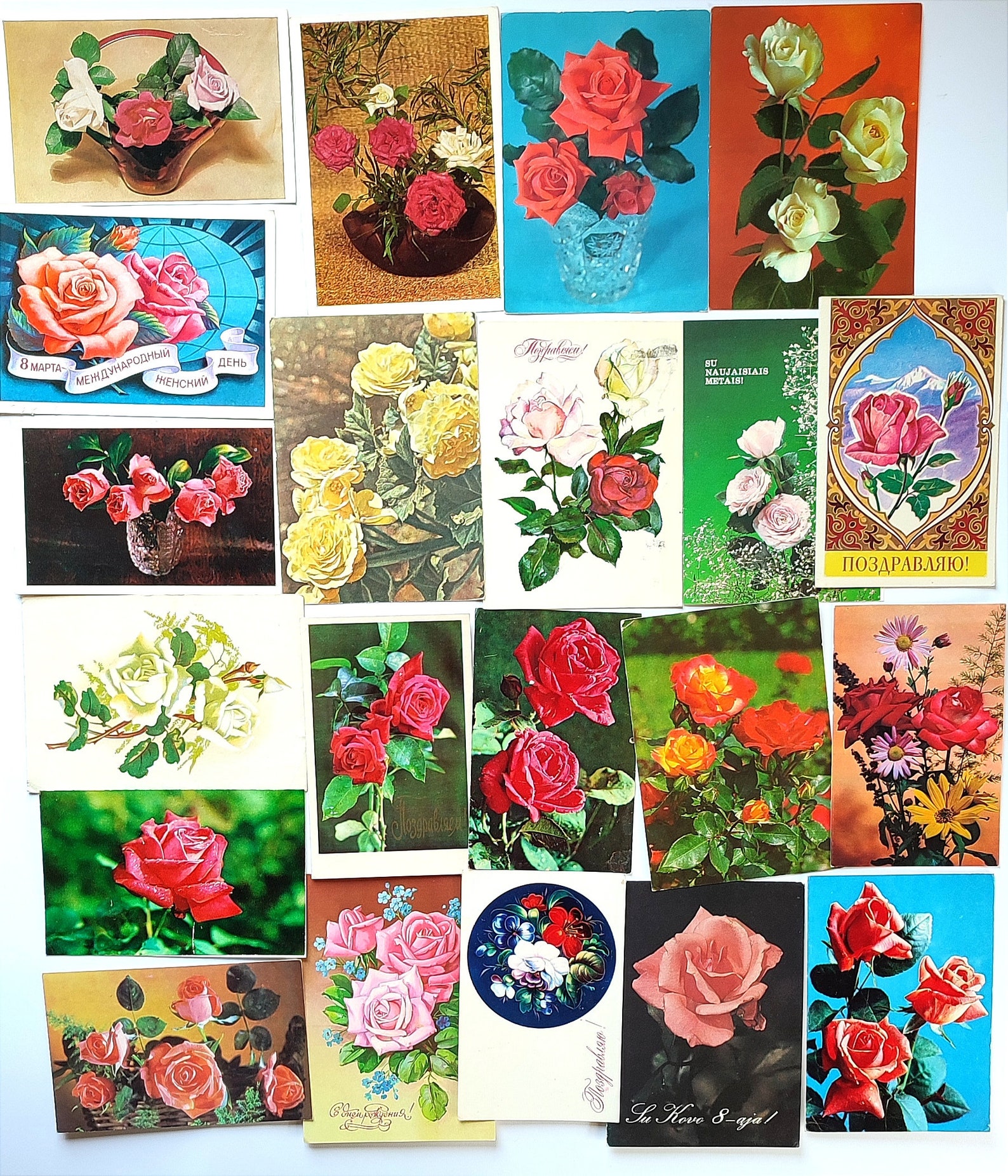 Vintage Roses Postcards Set of 20 Original Botanical - Etsy