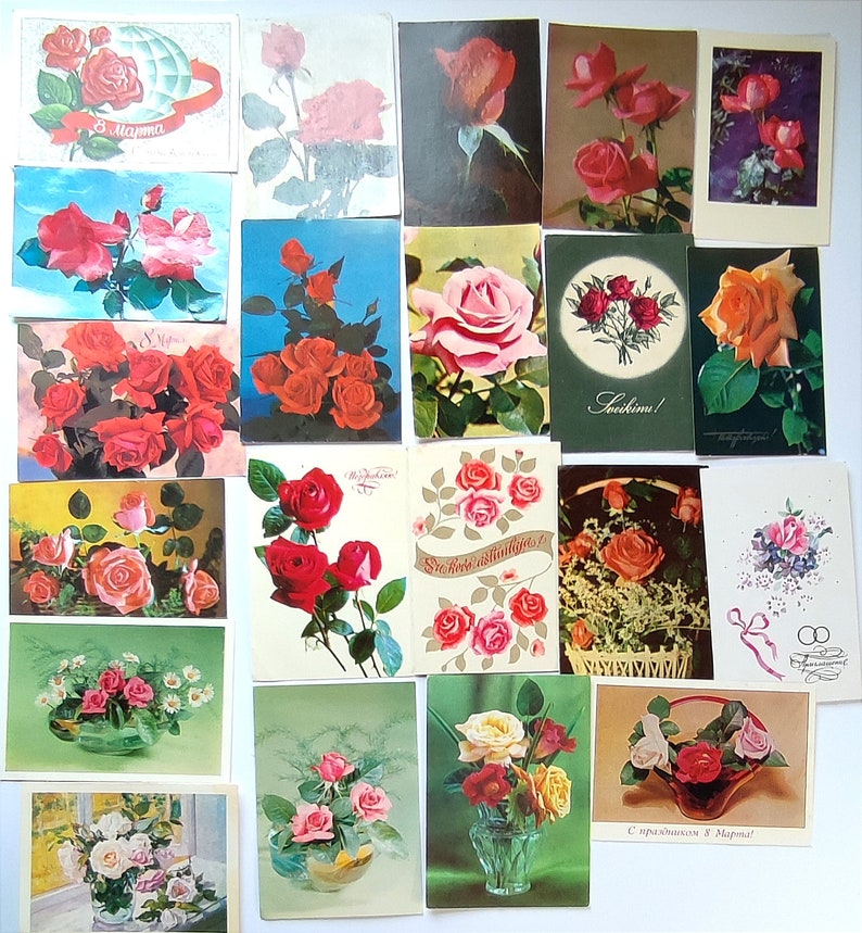 Vintage Roses Postcards Set of 20 Original Botanical - Etsy