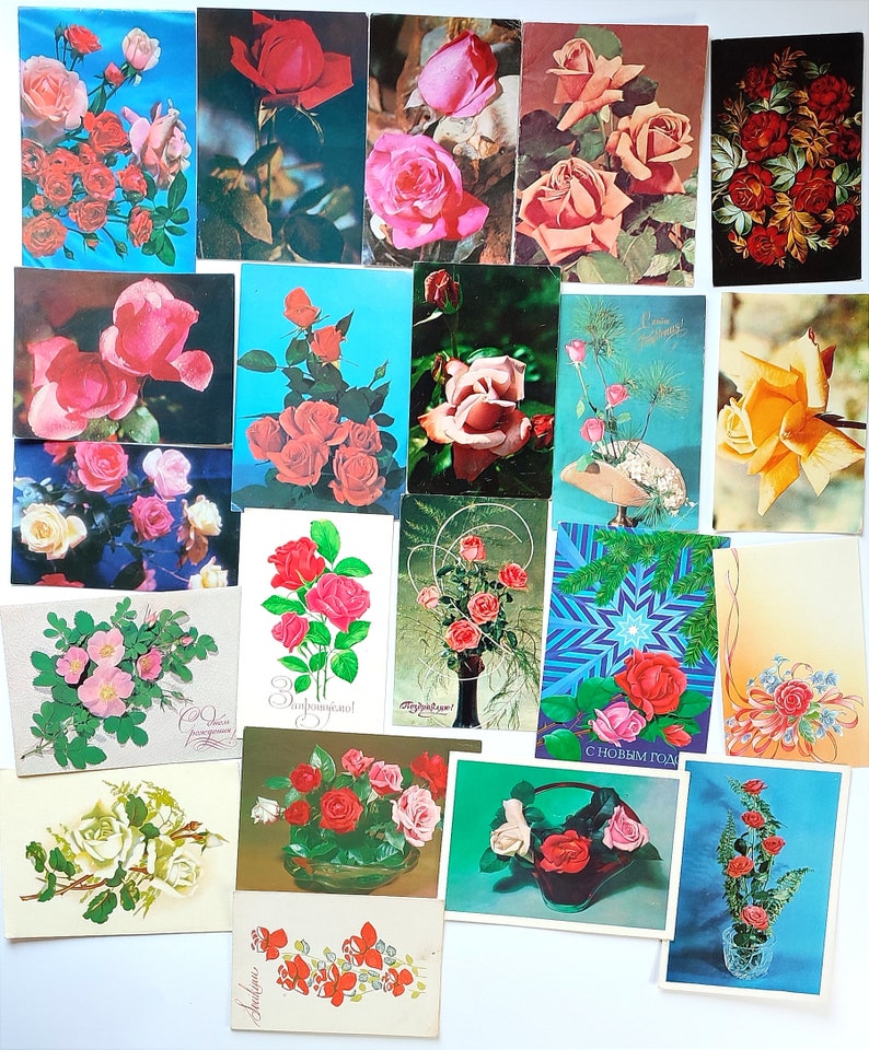 Vintage Roses Postcards Set of 20 Original Botanical - Etsy