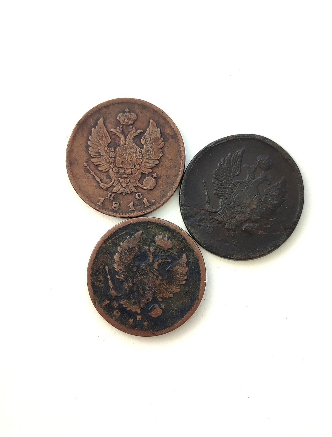 Ancient Russian Empire Coins | 1811 | Set of 3 Coins | Russia 2 Kopeks ...