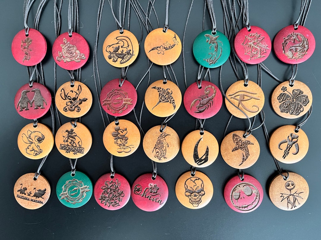 Engraved Wooden Pendant Necklace, Personalized Gift - Etsy