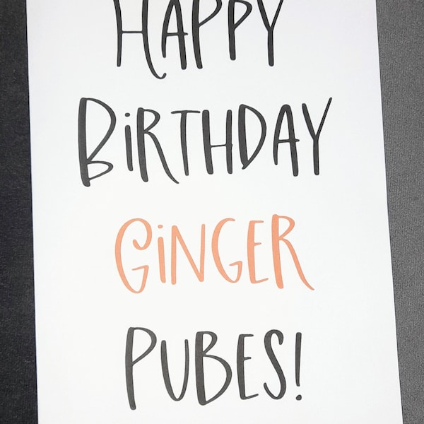 Ginger Pubes Birthday Card - Etsy