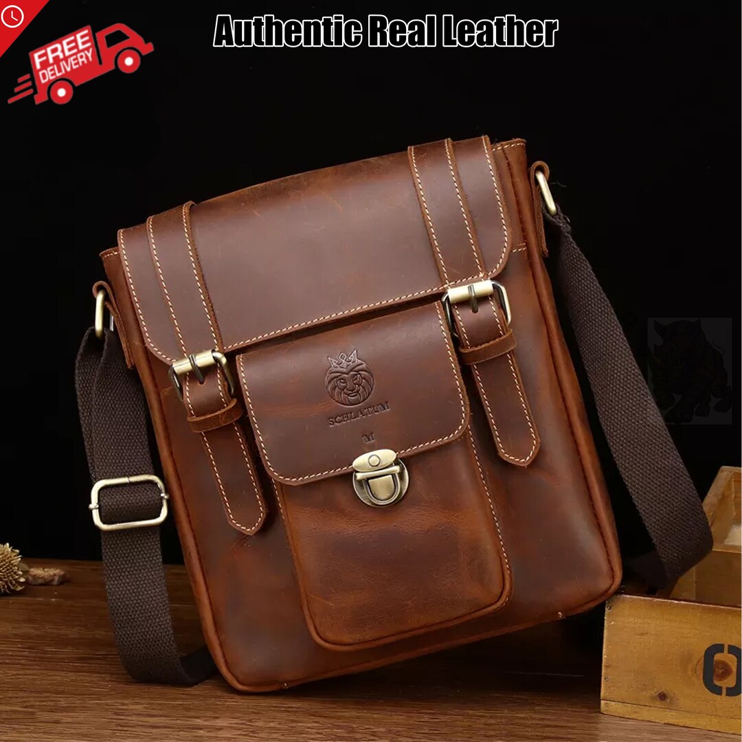 Vintage Crossbody Genuine Real Leather Satchel Sling Messenger Shoulder ...