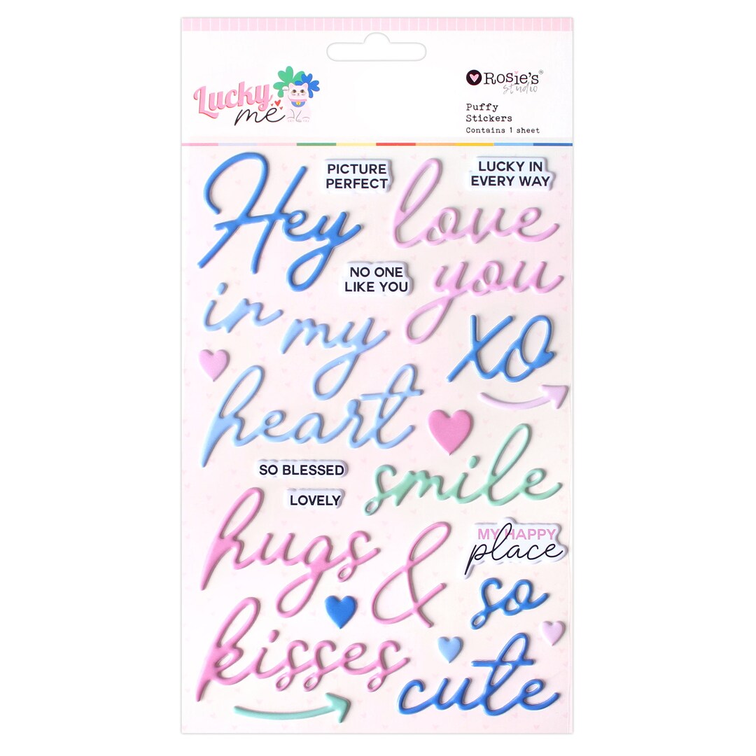 Rosie's Studio Puffy Word Stickers, Lucky Me Collection, Puffy Stickers ...
