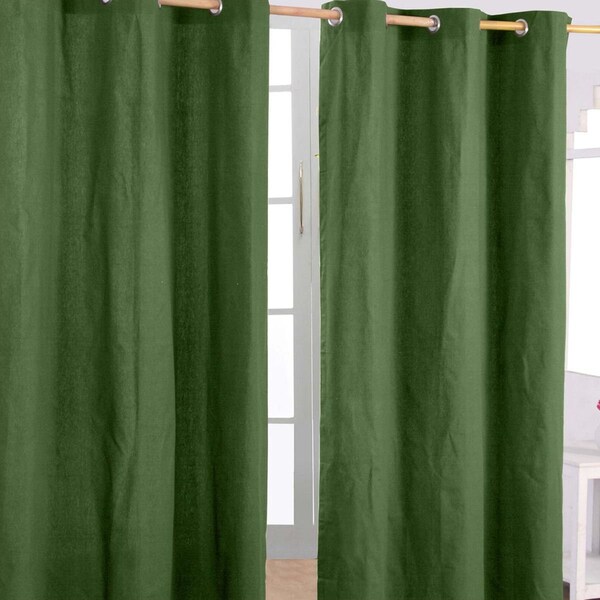 Cotton Olive Green Curtains - Etsy