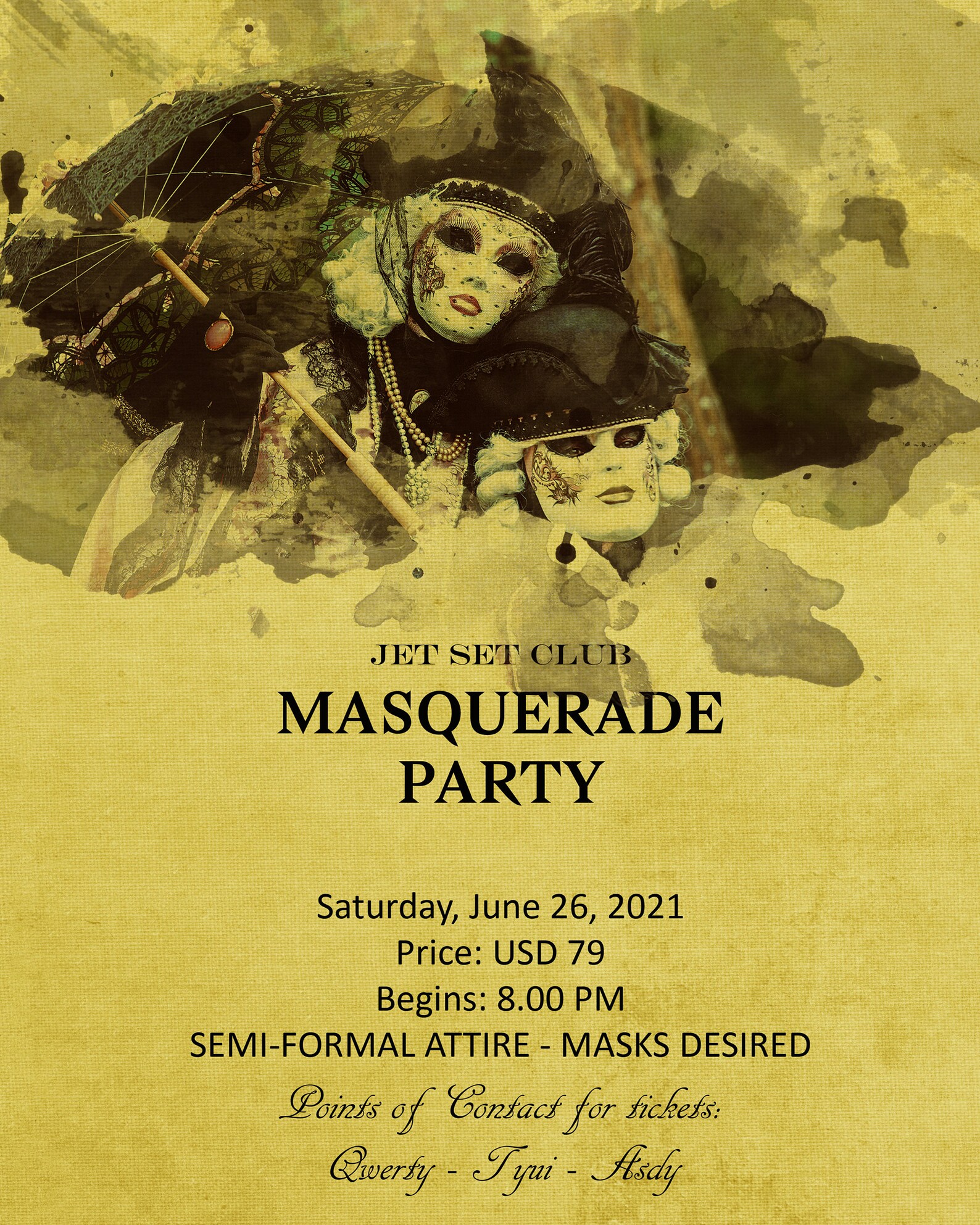 Masquerade Flyer Printable ANY Wording Carnival - Etsy