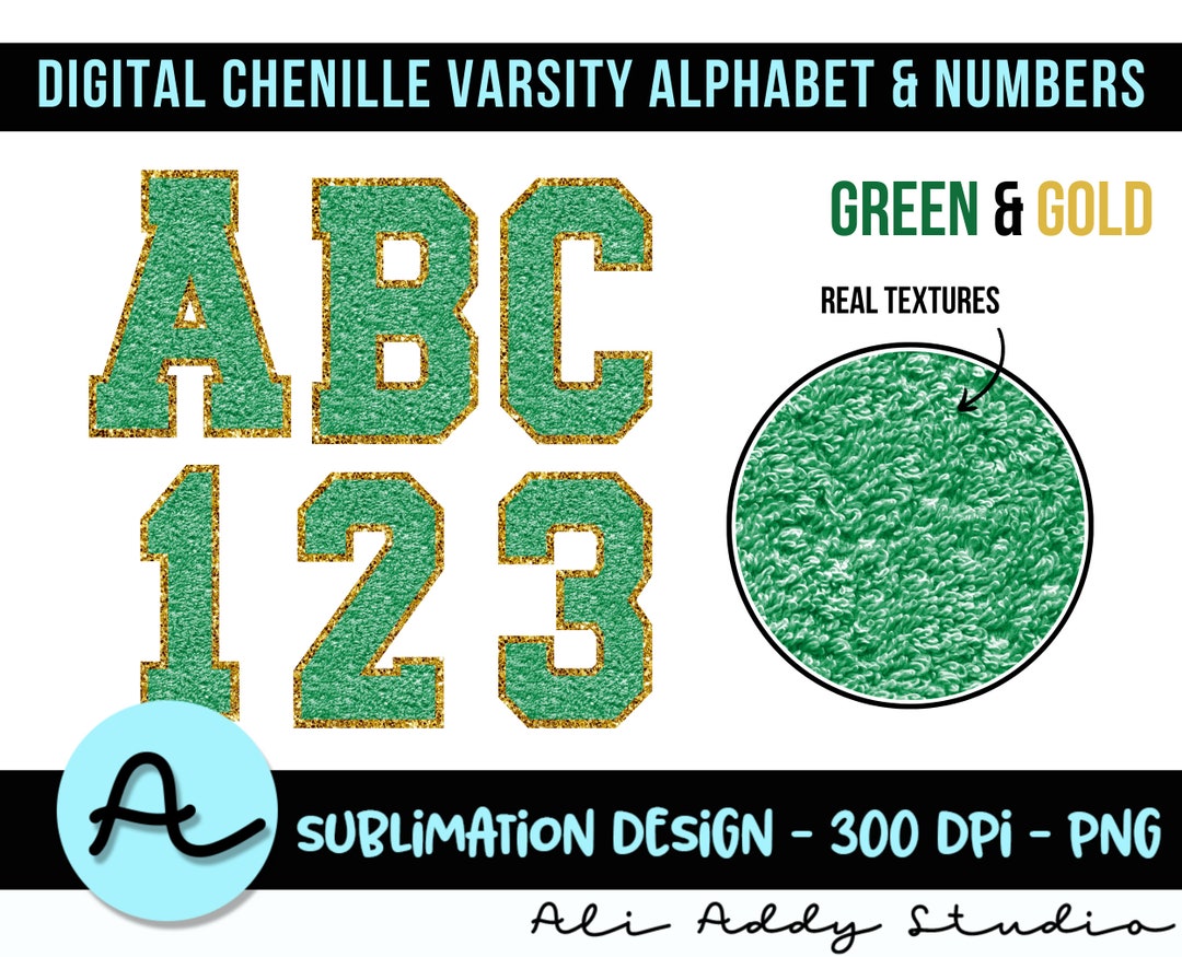 Faux Chenille Letters PNG, Varsity Digital Patches, Sublimation Designs ...