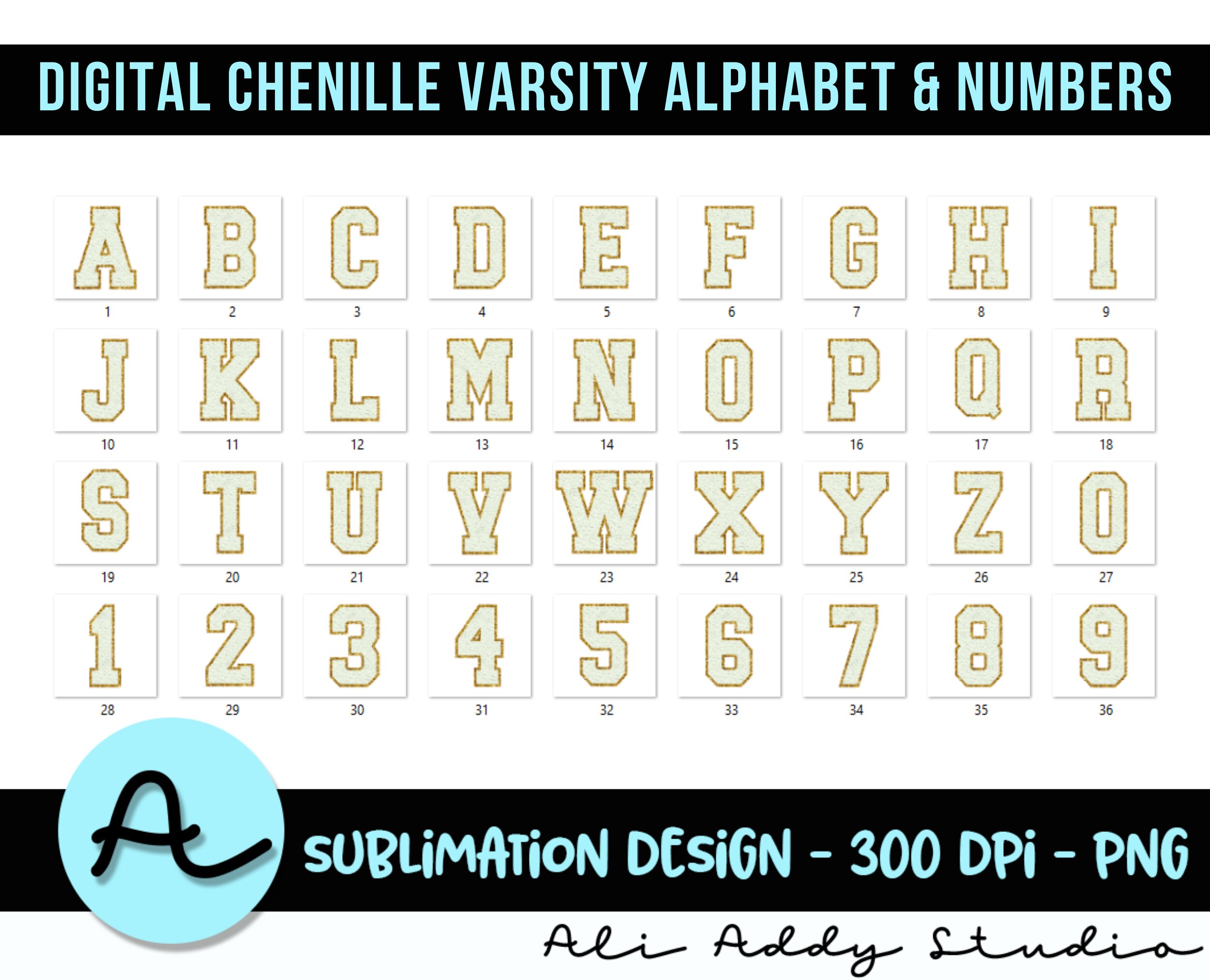 Faux Chenille Letters PNG Varsity Digital Patches - Etsy