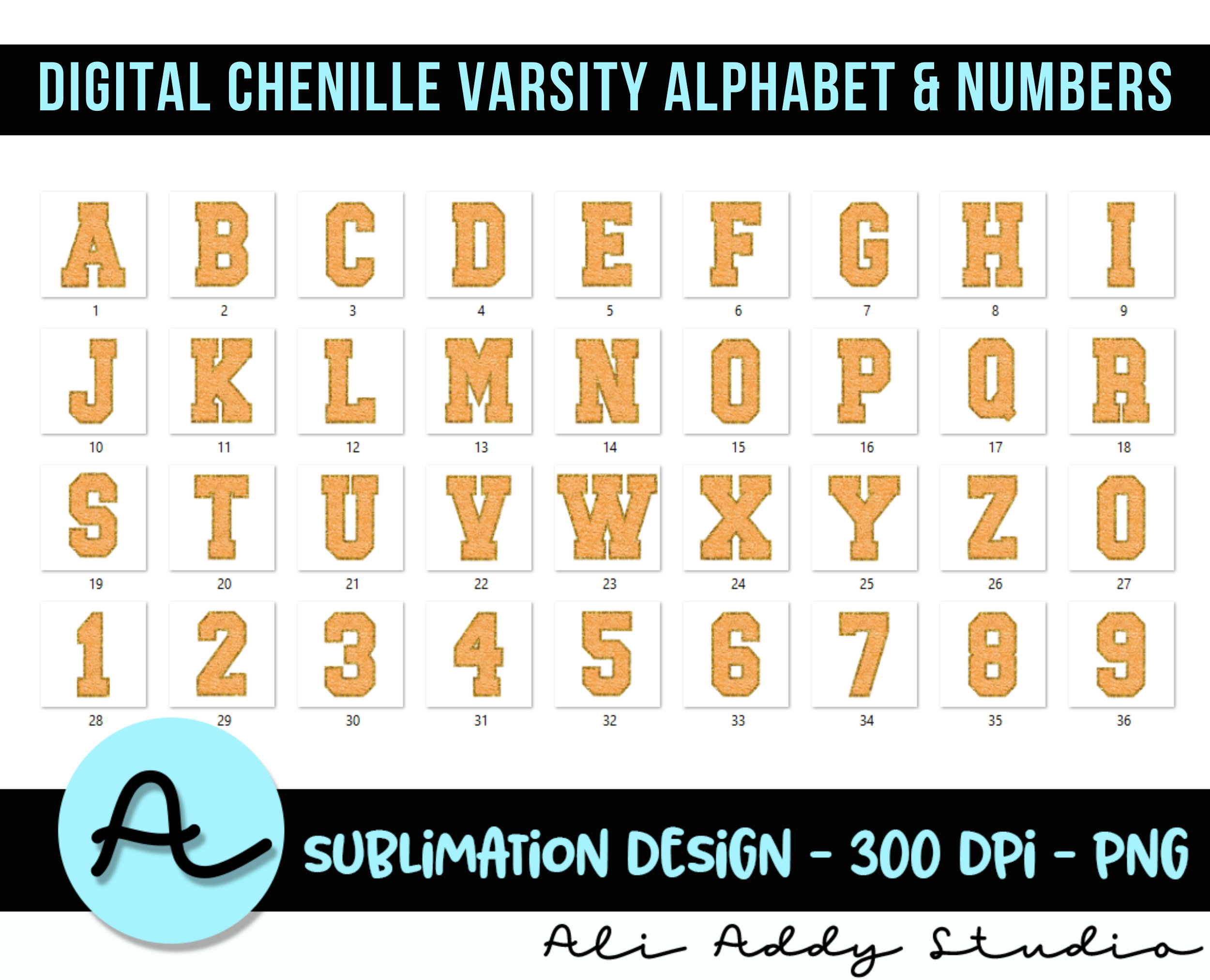 Faux Chenille Letters PNG, Varsity Digital Patches, Sublimation Designs ...
