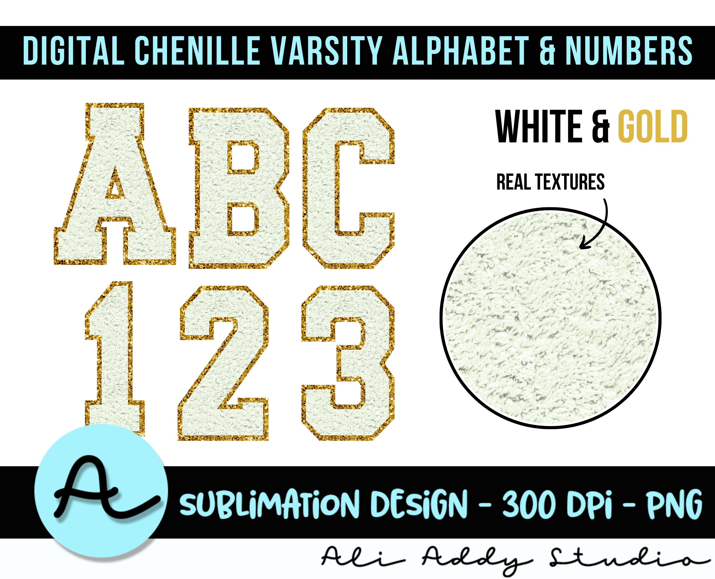 Faux Chenille Letters PNG Varsity Digital Patches - Etsy