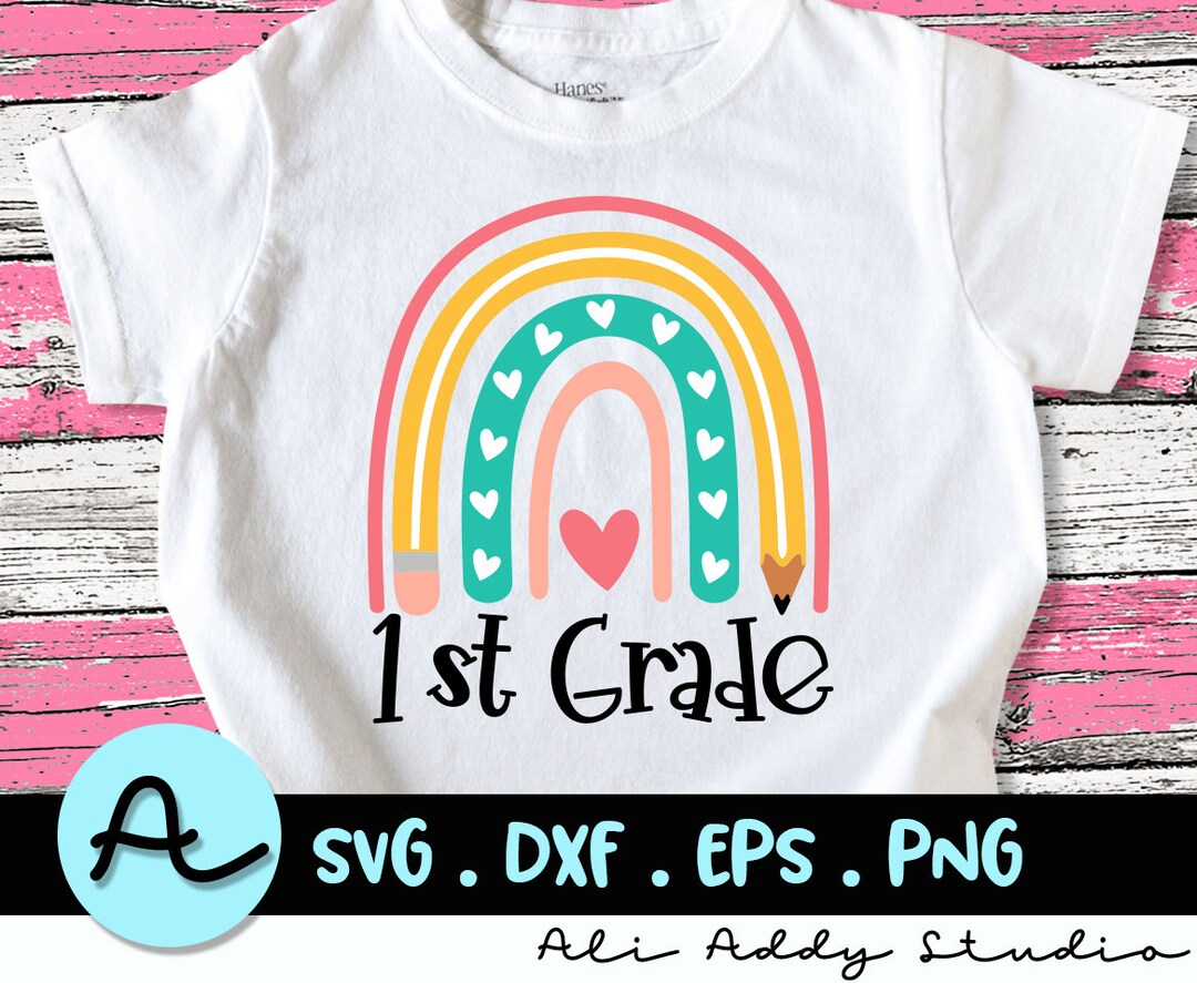 Rainbow 1st Grade Cut File, First Grade, First Day of School, Rainbow ...