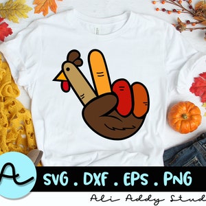 Peace Sign Turkey Hand SVG Fall Cutting Files Thanksgiving | Etsy