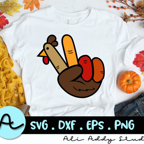 Peace Sign Turkey Hand SVG Fall Cutting Files Thanksgiving | Etsy