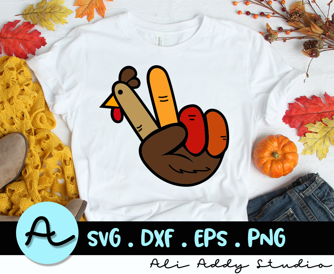 Peace Sign Turkey Hand SVG Fall Cutting Files Thanksgiving | Etsy
