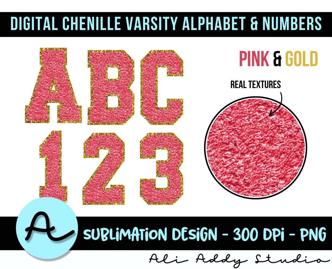 Faux Chenille Letters PNG Varsity Digital Patches - Etsy