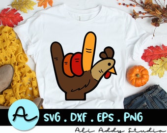Peace Sign Turkey Hand SVG Fall Cutting Files Thanksgiving | Etsy