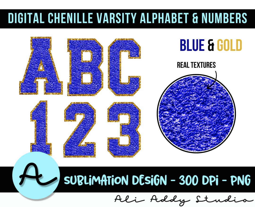 Faux Chenille Letters PNG, Varsity Digital Patches, Sublimation Designs ...