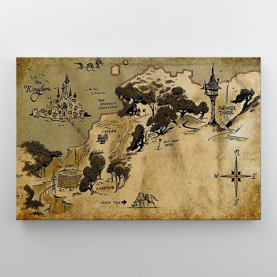 Tangled Map Poster Vintage Disney Tangle Map Poster Retro | Etsy