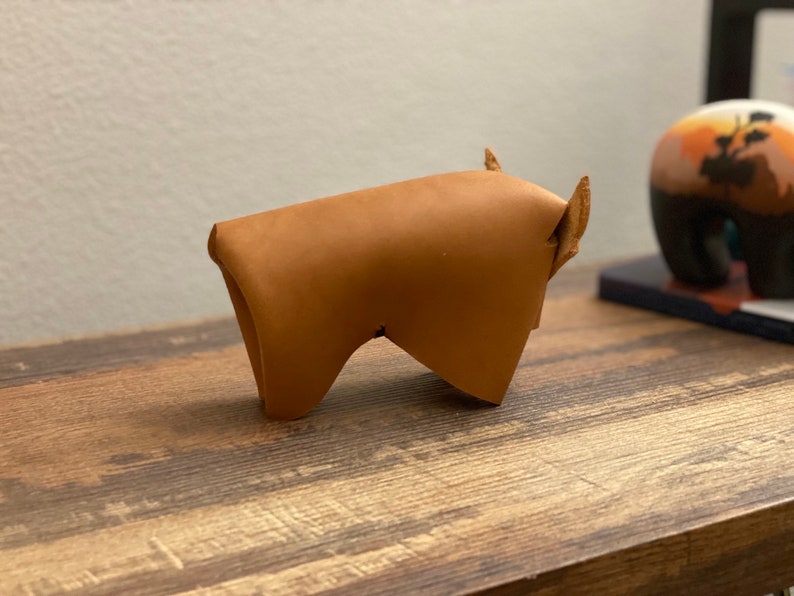 Italian-imported Leather Bull, Brown Leather, Bull Shape Animal Toy ...