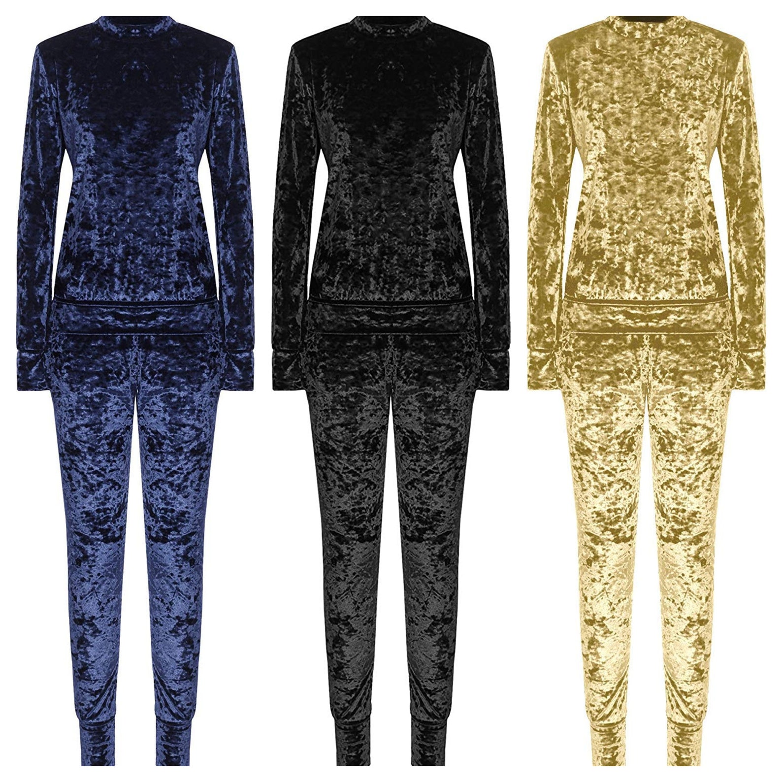 Women's Plus Velour Loungewear Set Ladies Long Sleeve Top Leggings ...